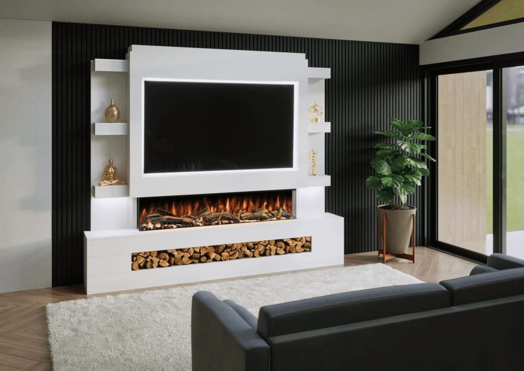 Pre-Built Media Wall With Electric Fire - Package 15 | Evolution Fires